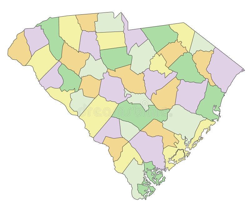 South Carolina - Detailed Editable Political Map. Stock Vector ...