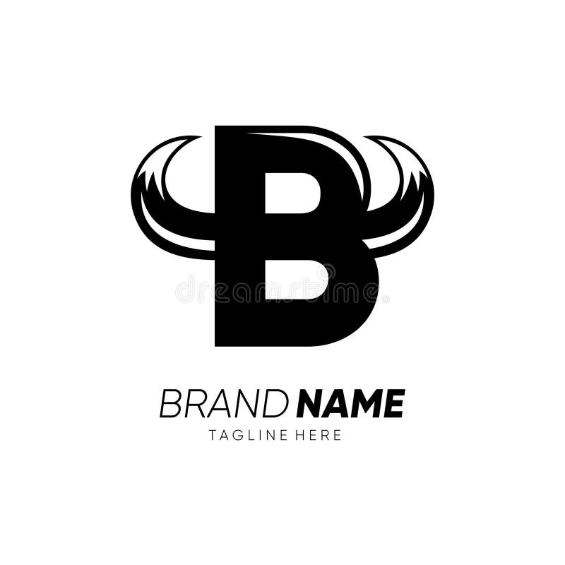 Letter B Bull Horn Logo Design Vector Icon Graphic Illustration Stock ...