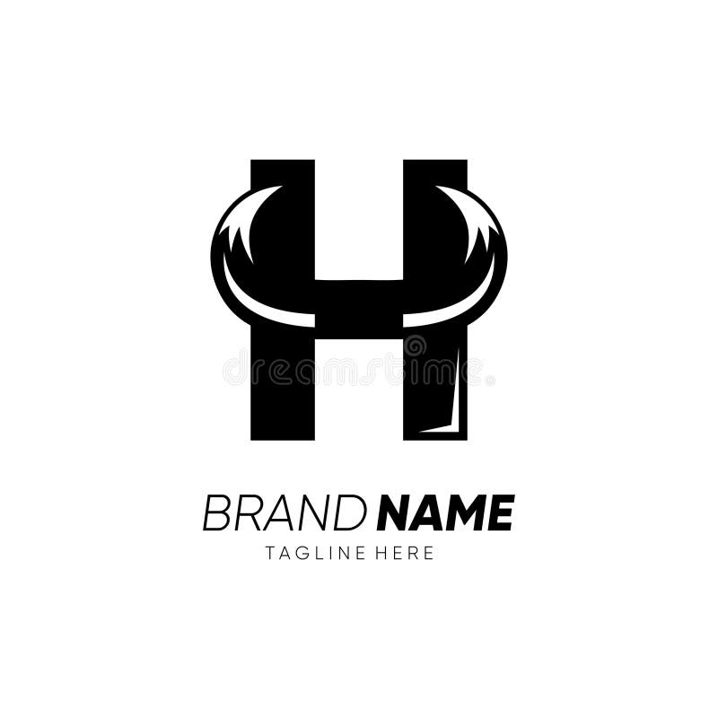 Letter H Bull Horn Logo Design Vector Icon Graphic Illustration Stock ...