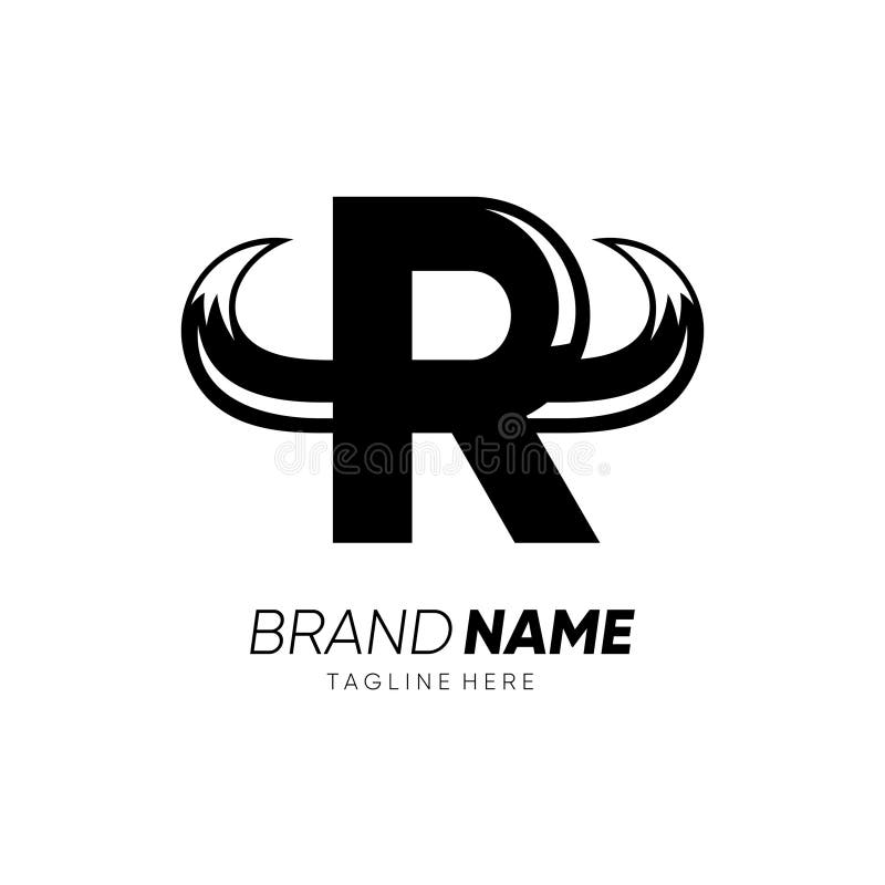 Letter R Bull Horn Logo Design Vector Icon Graphic Illustration Stock ...