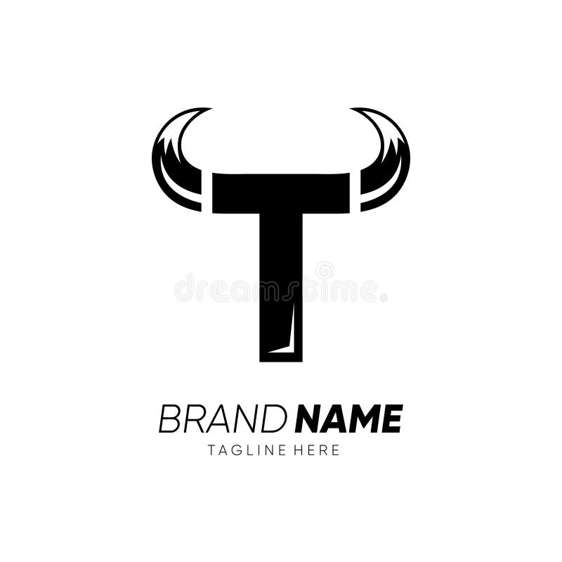 Letter T Bull Horn Logo Design Vector Icon Graphic Illustration Stock ...