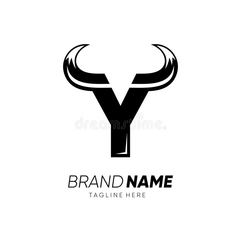 Letter Y Bull Horn Logo Design Vector Icon Graphic Illustration Stock ...