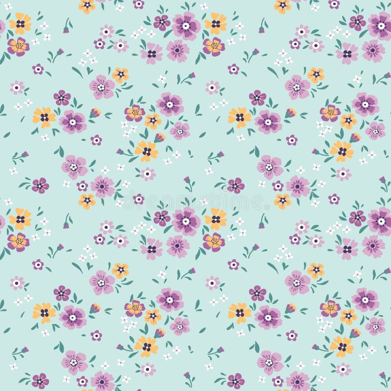 VIOLET CUTE DITSY FLORAL SEAMLESS PATTERN Stock Vector - Illustration ...