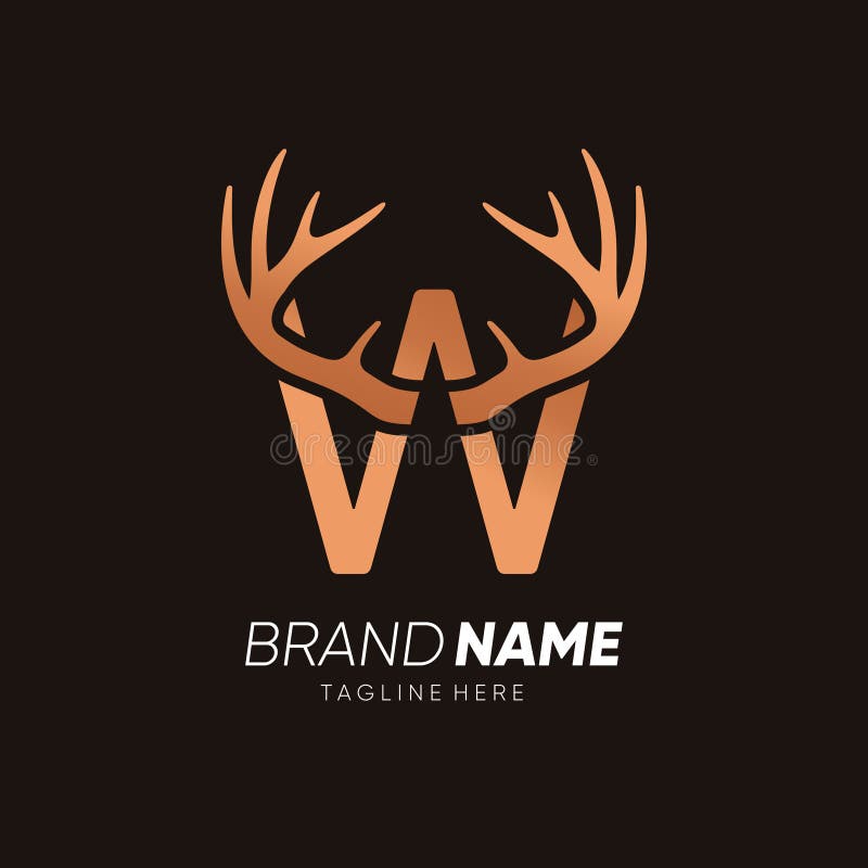 Letter W Deer Antlers Logo Design Vector Icon Graphic Emblem ...