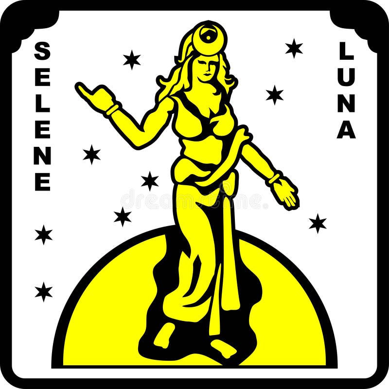 Selene or Luna Goddess of Greek and Rome Stock Vector - Illustration of ...
