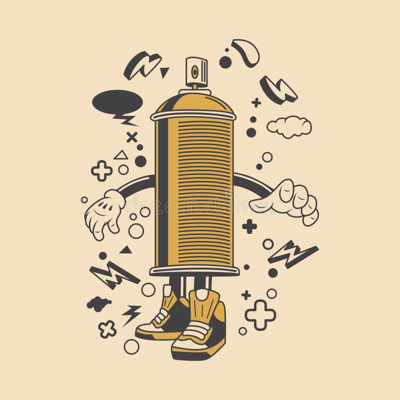 Retro Spray Can Cartoon Character Vector Illustration Stock Vector ...