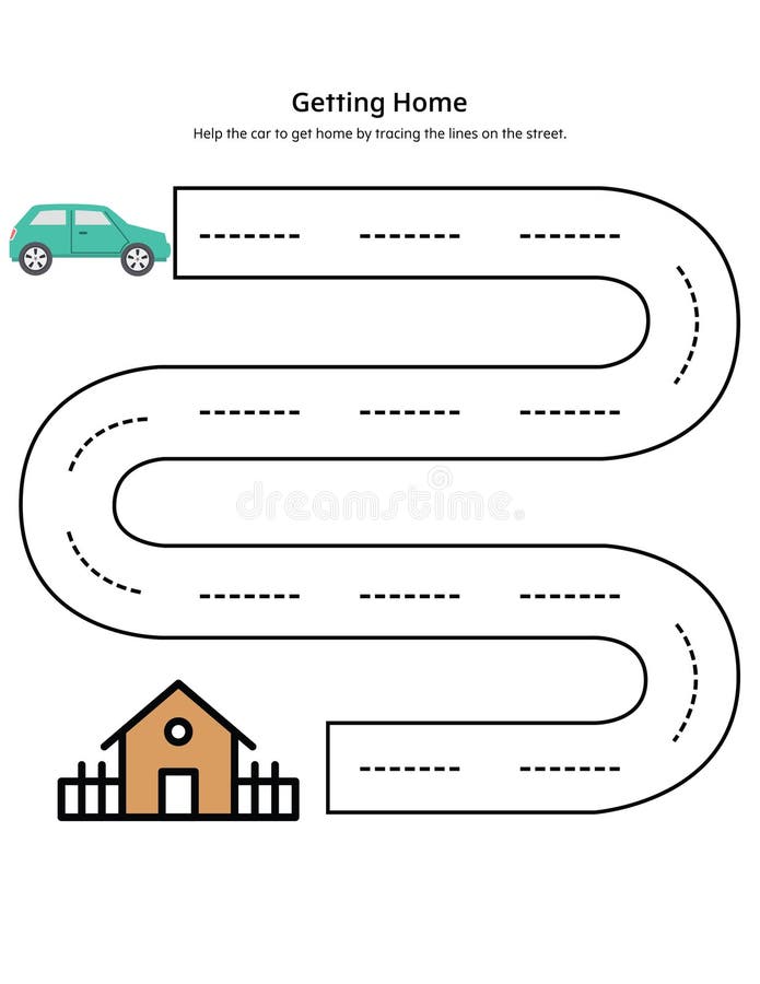 Hand Drawn Tracing Worksheets for Kids Pencontrol. Stock Vector ...