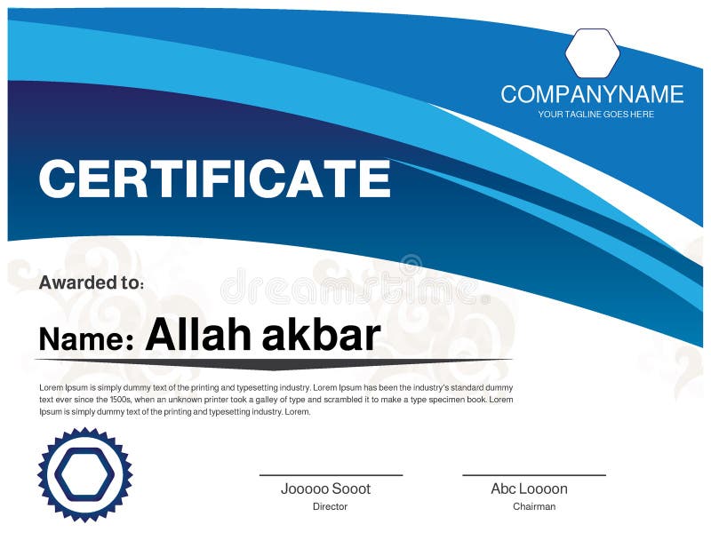 Blue Certificate Template Use for Diploma Layout, Diploma Design Stock ...