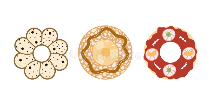 Donut Vector Illustration. Sweet Sugar Icing Donuts. Top View of ...