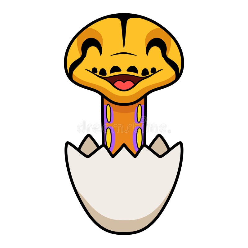 Cute Purple Albino Tiger Reticulated Python Cartoon Inside an Egg Stock ...
