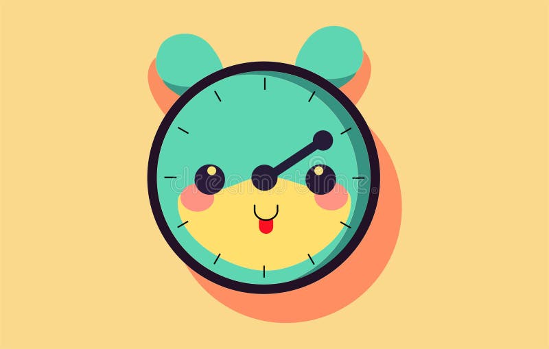 A Cute Clock Logo Vector Illustration Flat Design,Cute Smiling Happy ...