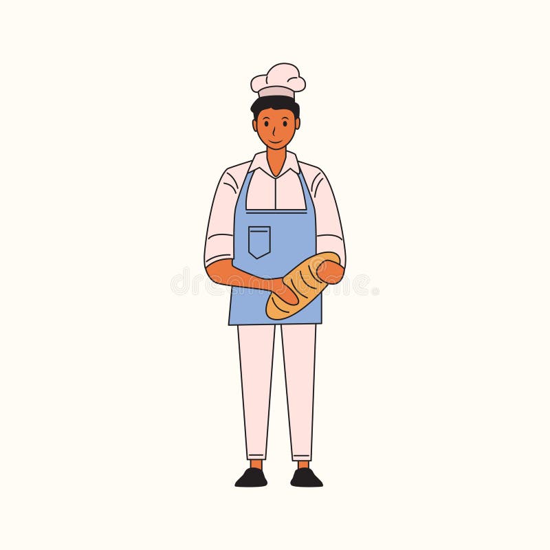 Baker Vector Stock Illustration, Male Baker WithBakery Equpments Vector ...