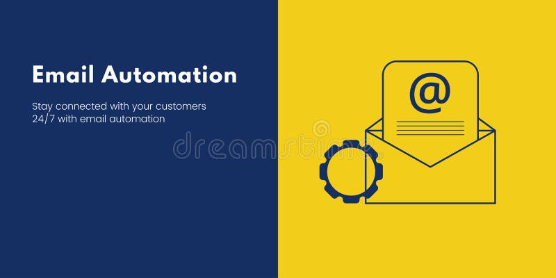 Email Automation Banner on Blue and Yellow Background. Stylish Email ...