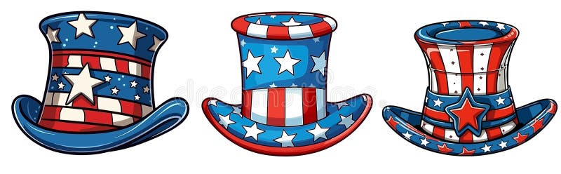 Uncle Sam Hat Vector Set Design, Uncle Sam Hat Set Illustration, Stock ...