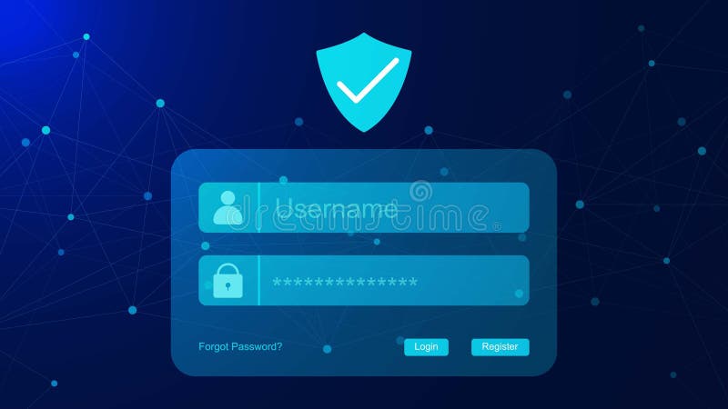 Login Form with Shield Security and Dots and Lines Connection Stock ...