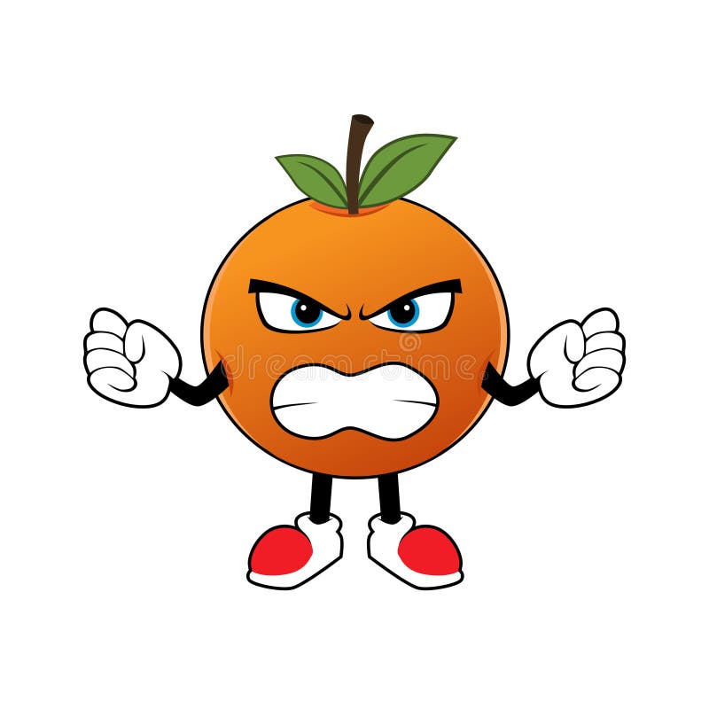 Orange Fruit Cartoon Mascot with Angry Face Stock Vector - Illustration ...
