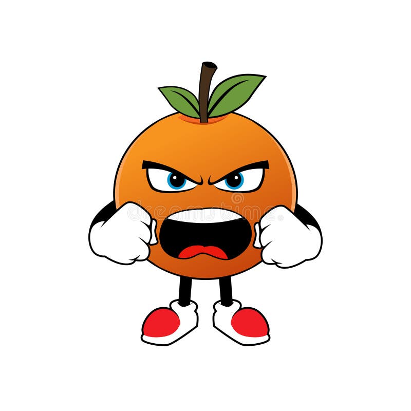 Orange Fruit Cartoon Mascot with Angry Face Stock Vector - Illustration ...
