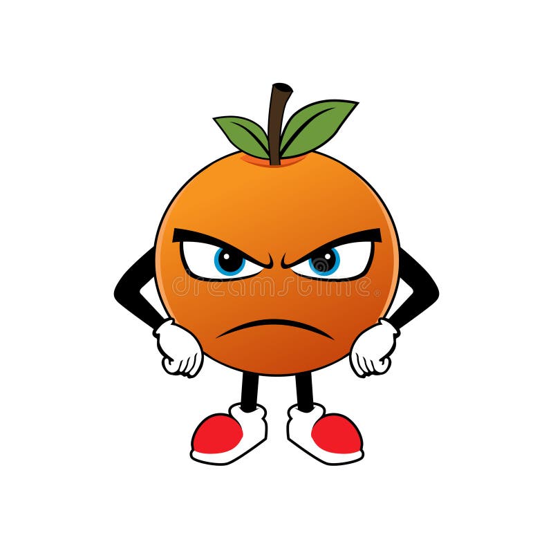 Orange Fruit Cartoon Mascot with Angry Face Stock Vector - Illustration ...
