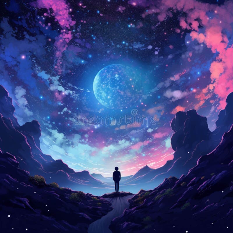 Boy Looking the Space Illustration Stock Illustration - Illustration of ...