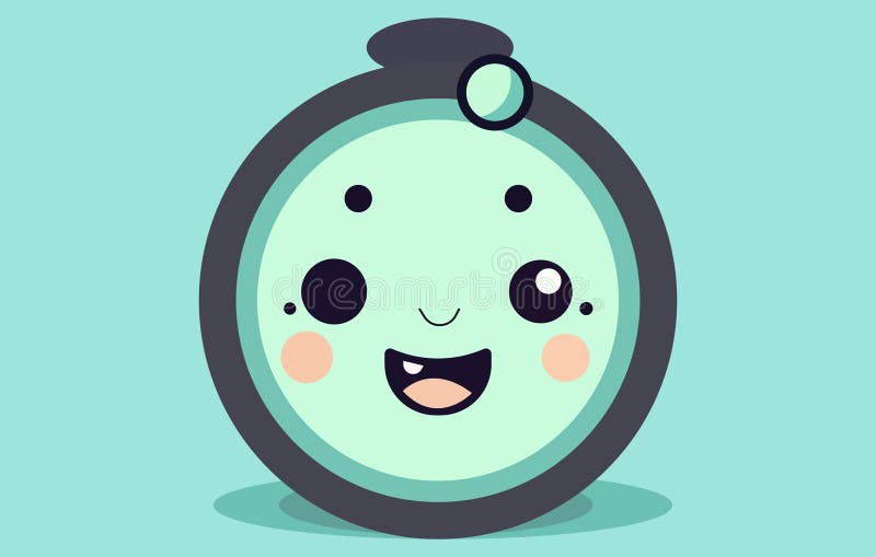A Cute Clock Logo Vector Illustration Flat Design,Cute Smiling Happy ...