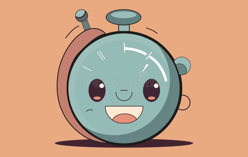 A Cute Clock Logo Vector Illustration Flat Design,Cute Smiling Happy ...