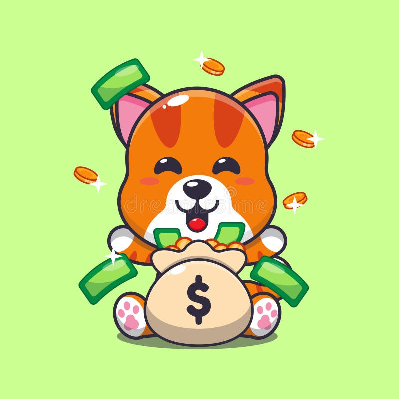 Cat with Money Bag Cartoon Vector Illustration. Stock Vector ...