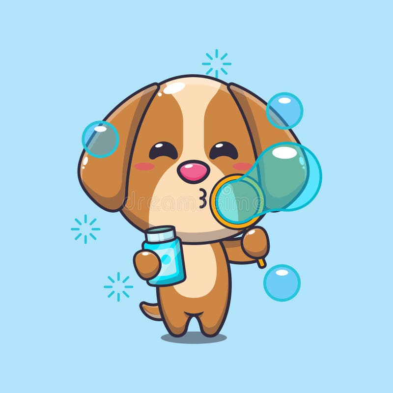 Dog Blowing Bubbles Cartoon Vector Illustration. Stock Vector ...