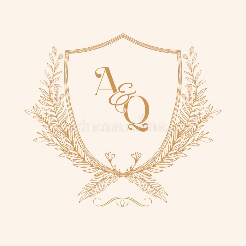 MN Initial Wedding Monogram Logo Crest, Wedding Logo Design, Custom ...