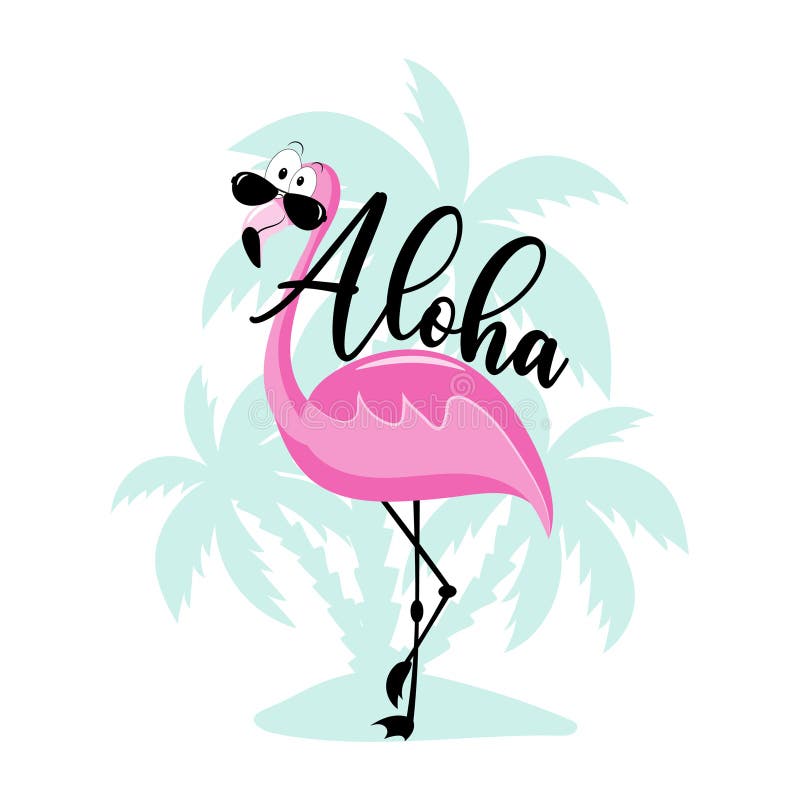 Aloha - Hawaiian Greeting with Funny Flamingo in Sunglasses Stock ...
