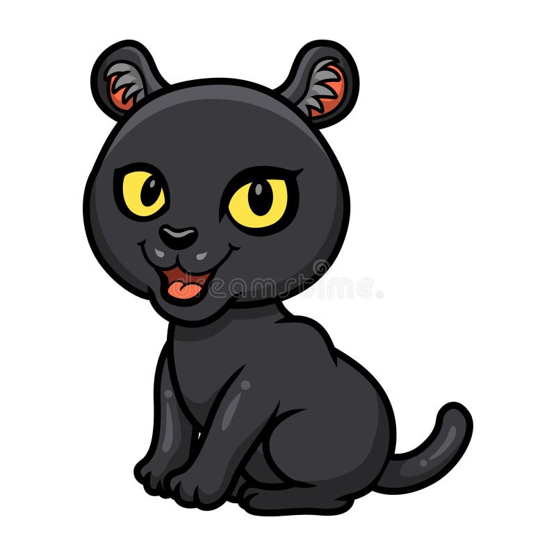 Cute Little Black Panther Cartoon Stock Vector - Illustration of mascot ...