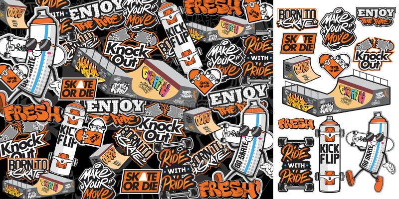 Graffiti Sticker Art Designs of Skateboard Illustrations in Graffiti ...