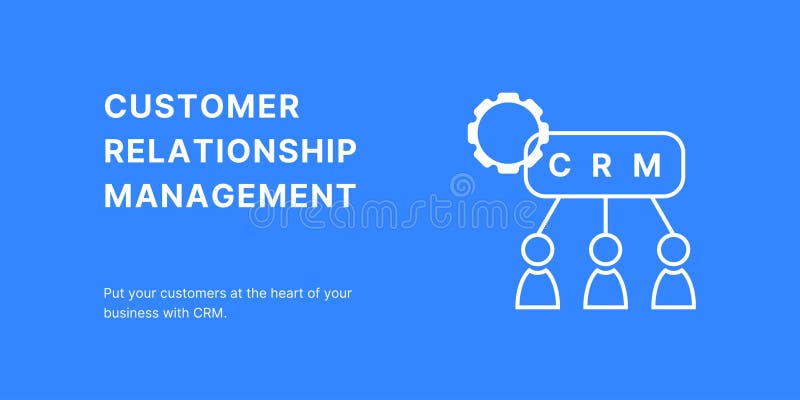 Customer Relationship Management Banner on Blue Background. Stylish CRM ...