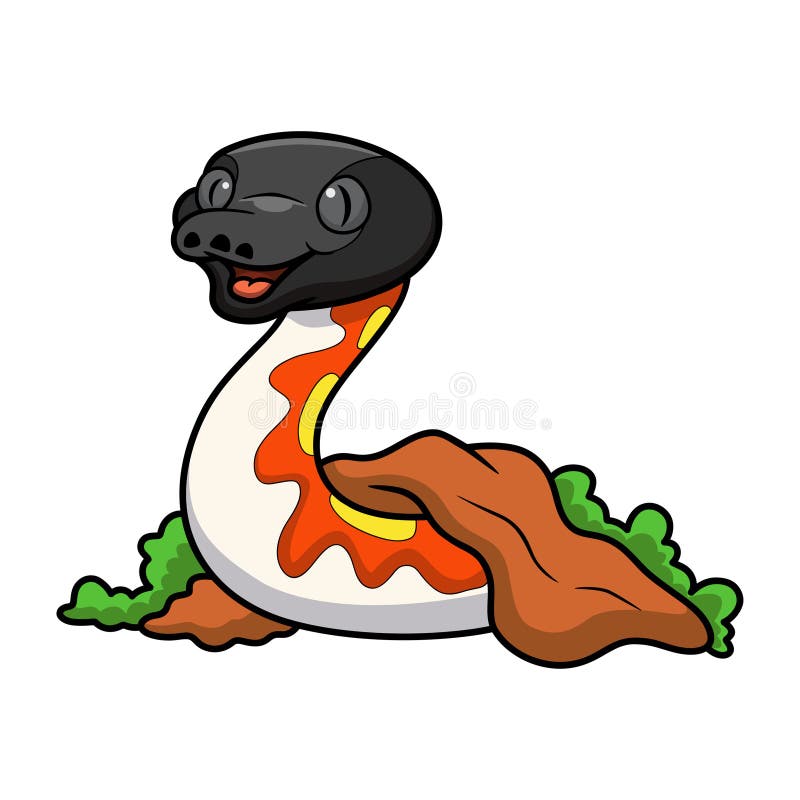 Cute Red Blood Python Cartoon Out from Hole Stock Vector - Illustration ...