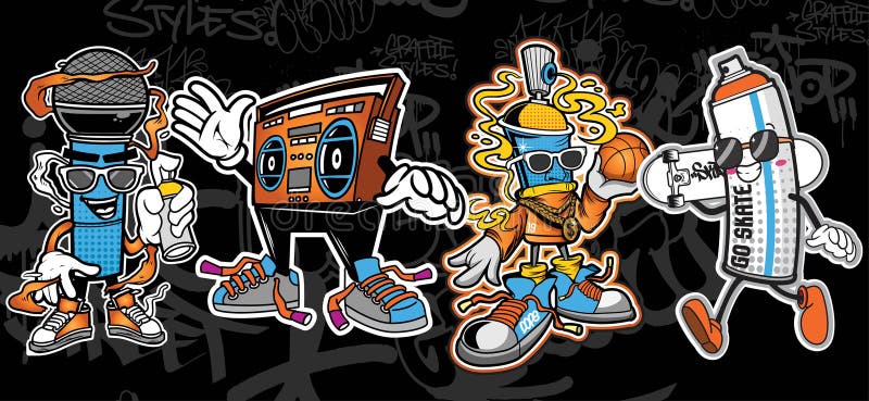 A Set of Graffiti Character Illustrations. Graffiti Vector ...