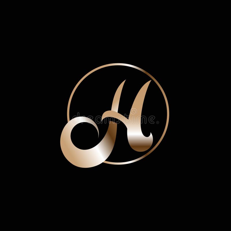 Golden Letter H Typography FLourishes Rounded Logogram Beauty Stock ...
