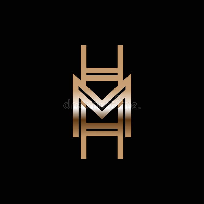 Golden Monogram Style Letter Initial MH or HM Stock Vector ...
