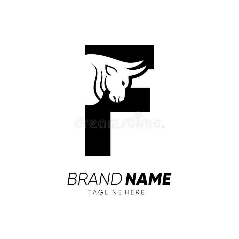 Letter F Bull Animal Logo Design Vector Icon Graphic Emblem ...