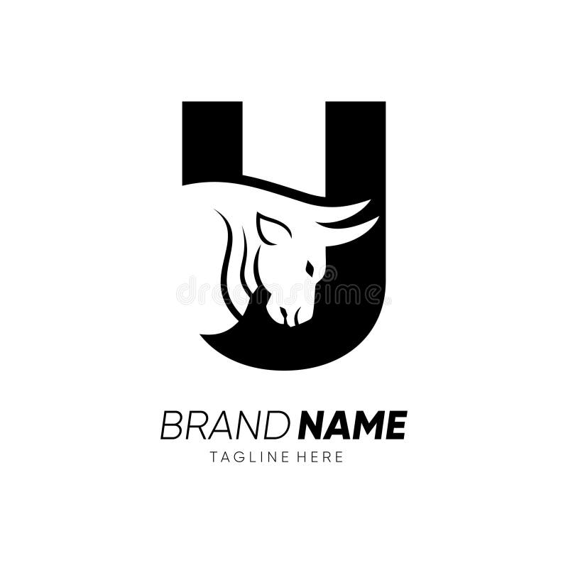 Letter U Bull Animal Logo Design Vector Icon Graphic Emblem ...