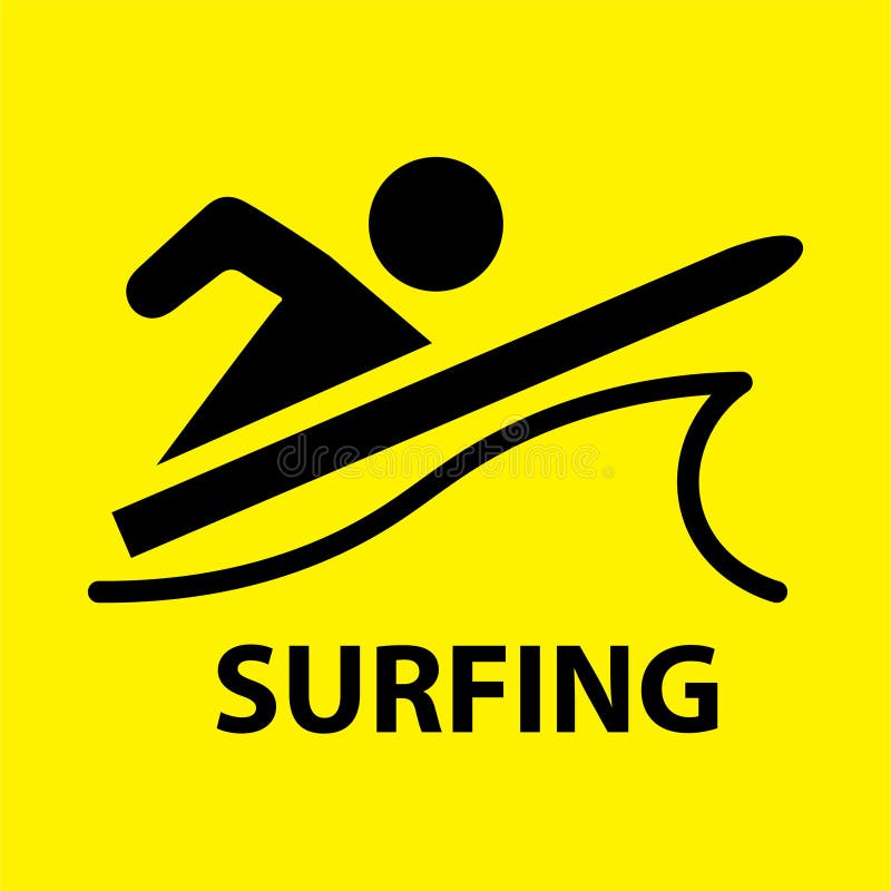 Surfing Logo, Black Silhouette of a Swimmer and Waves Stock Vector ...