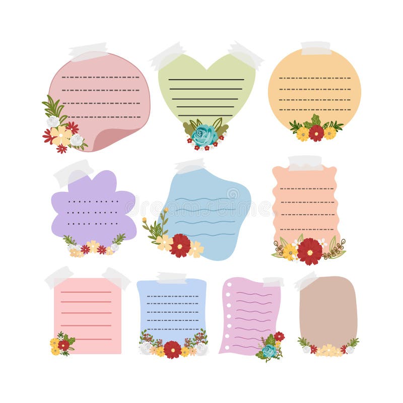 Note Paper with Flower Arrangement Stock Vector - Illustration of ...