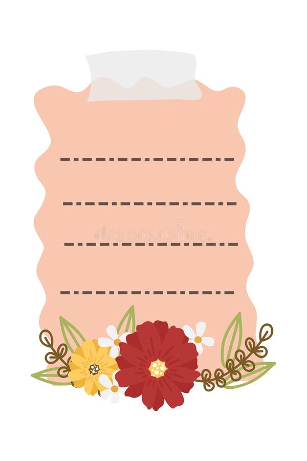 Note Paper with Flower Arrangement Stock Vector - Illustration of ...