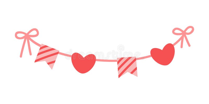 Cute Pink Flat Buntings Garlands, Flags. Celebration Decor. Valentines ...