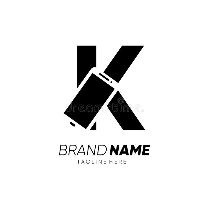 Letter K Initial Handphone Mobile Logo Design Vector Icon Graphic ...