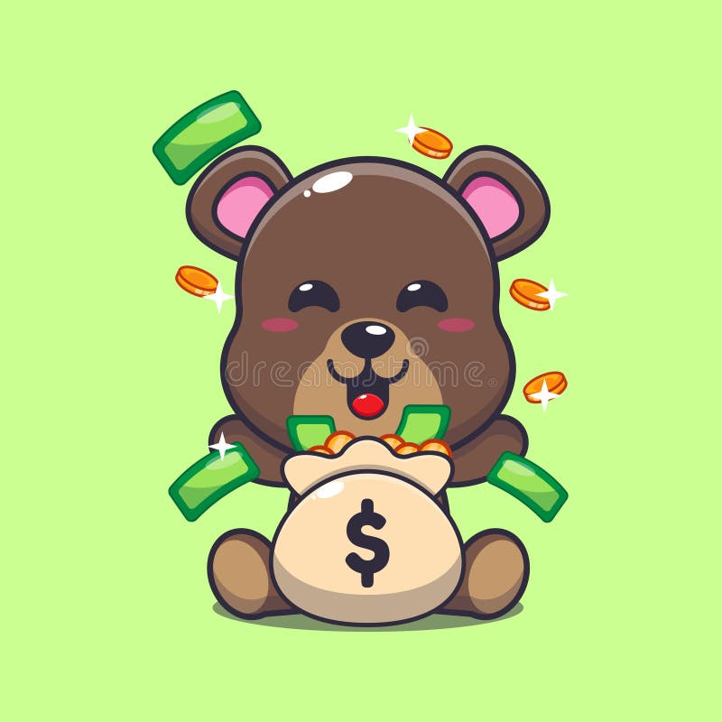 Bear with Money Bag Cartoon Vector Illustration. Stock Vector ...