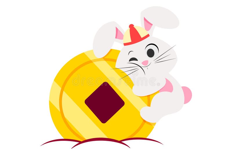 Icon Snow Rabbit and Coin Chinnese Stock Illustration - Illustration of ...
