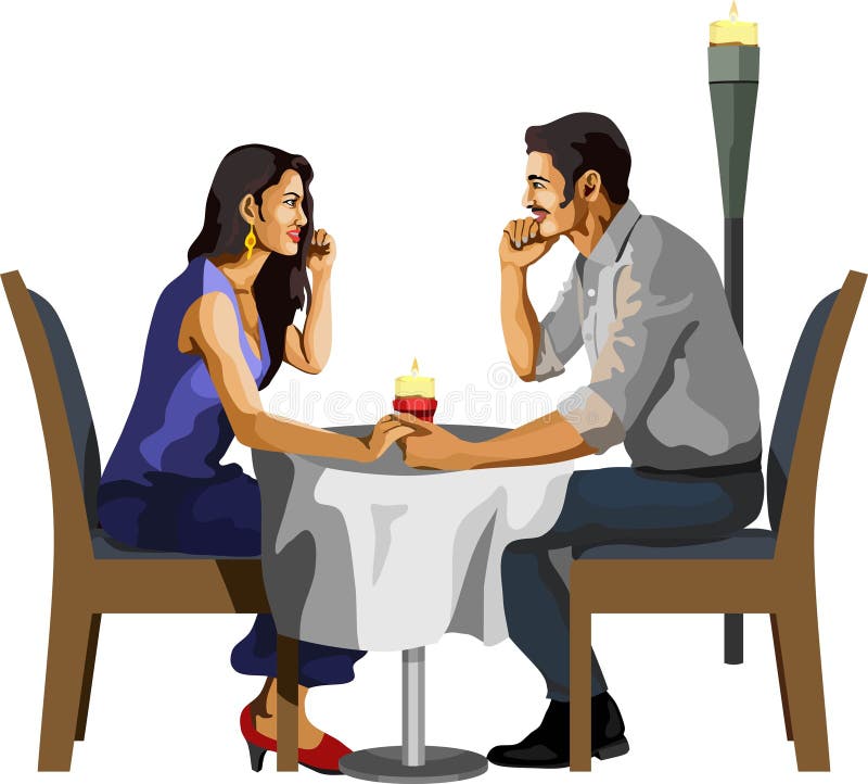 Romantic Couple Lovers Dinner Candle Light Vector Stock Vector ...