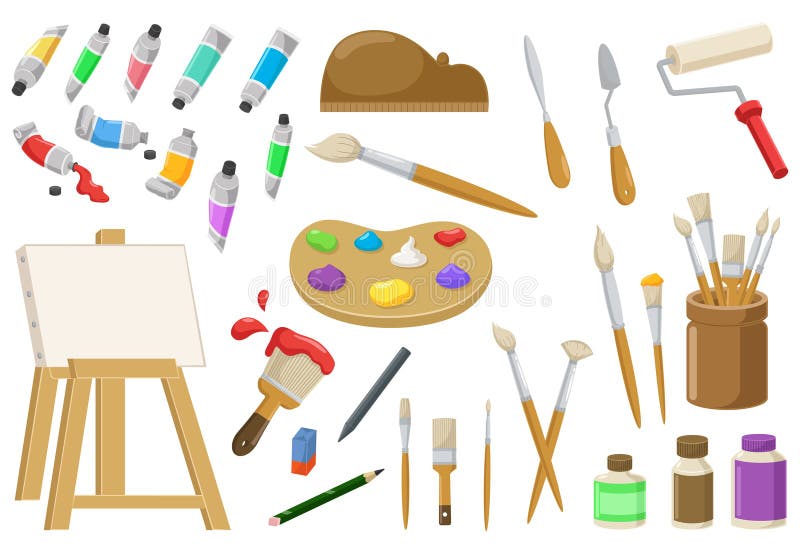 Set of Painting Tools Elements Stock Vector - Illustration of artistic ...