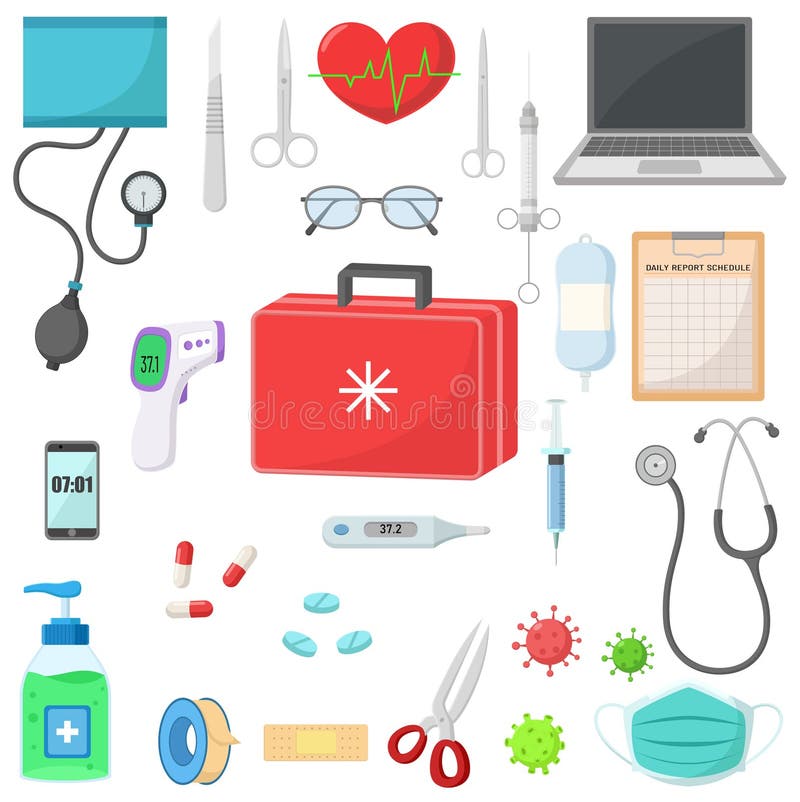 Set of Medical Elements Collection Stock Vector - Illustration of ...