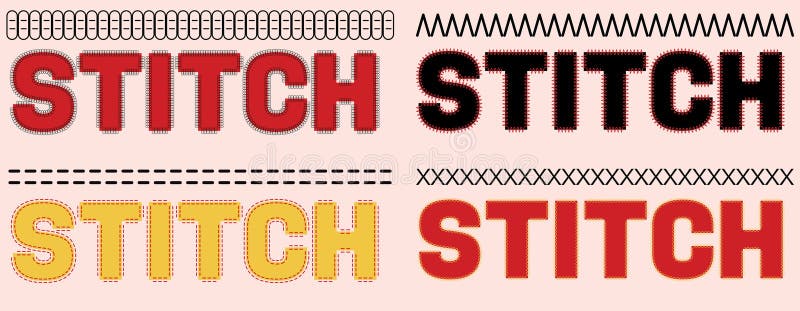 Sewing Thread Stitch Repeat Brush in Multicolor Stock Illustration ...