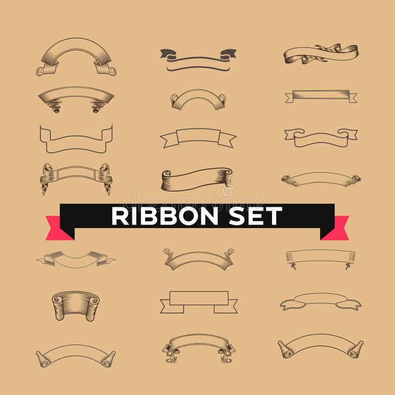 Outline art Ribbon sets stock vector. Illustration of retro - 279949197